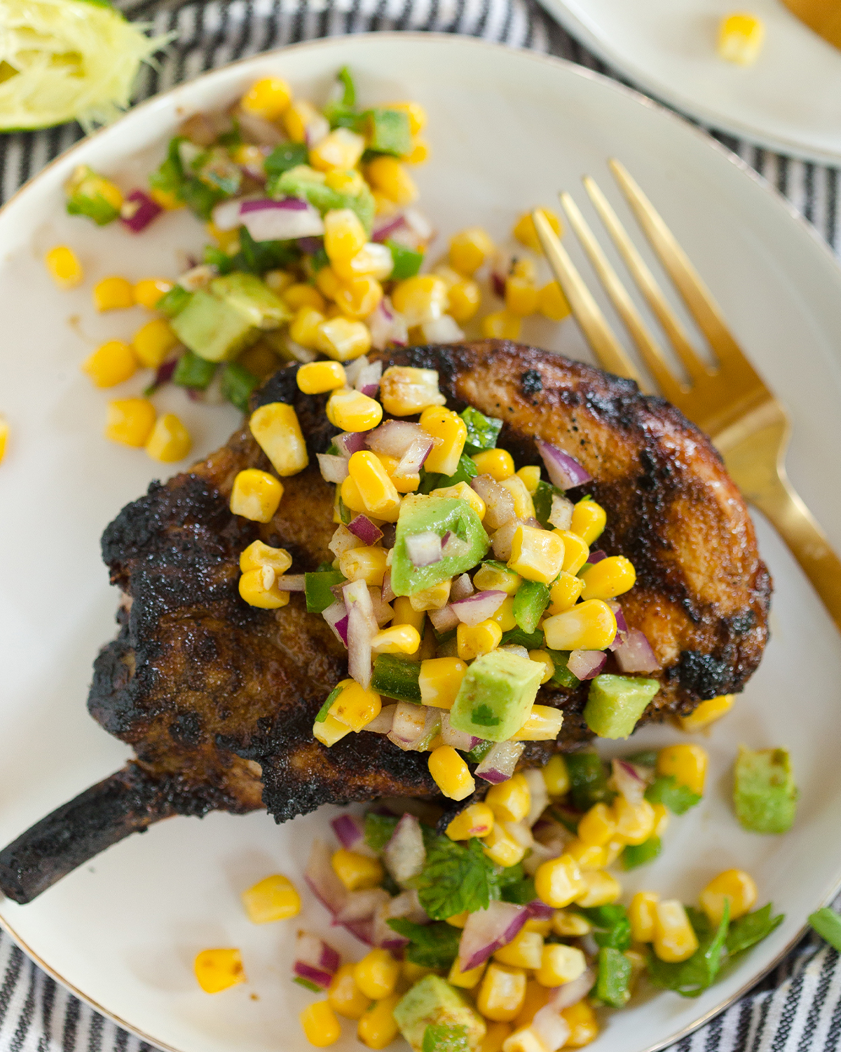 Grilled Ancho Lime Pork Chops & Corn Salsa