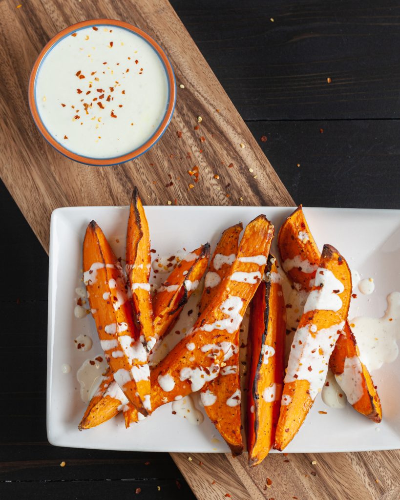 Roasted Yams with Lime-Yogurt Sauce