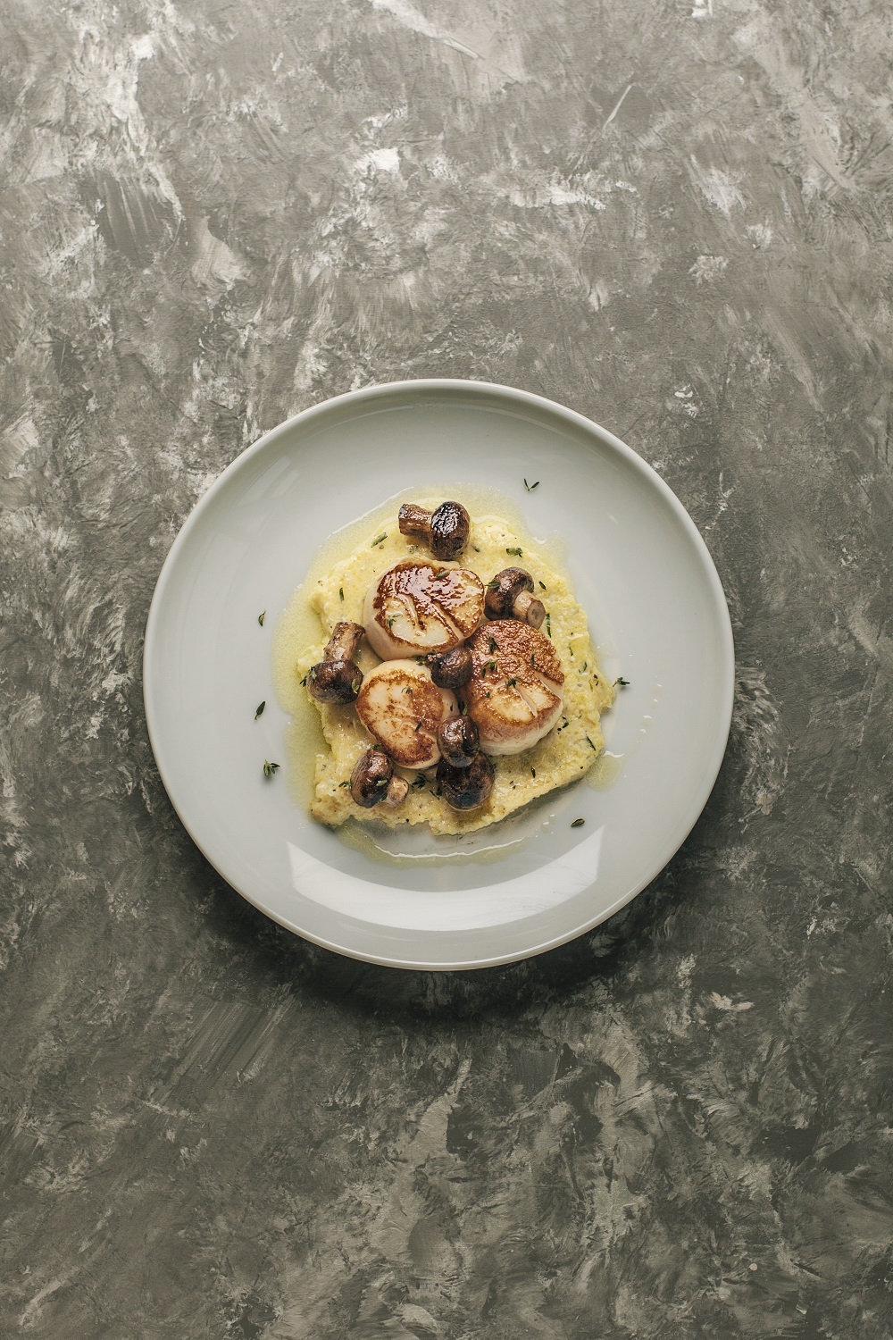 Scallops with Polenta & Mushrooms