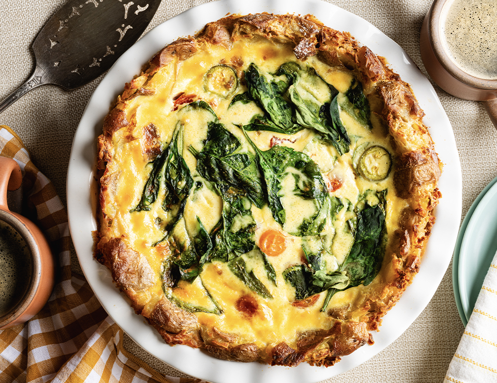 Quiche with Smashed Potato Crust